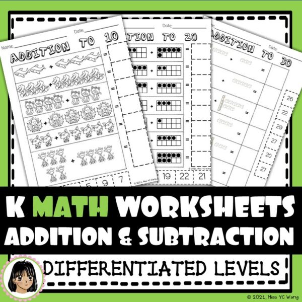 Simple Addition and Subtraction Worksheets with pictures | Made By Teachers