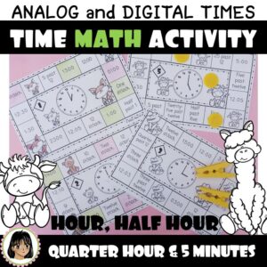 Telling Time to the Hour, half hour, quarter hour and 5 minutes ...