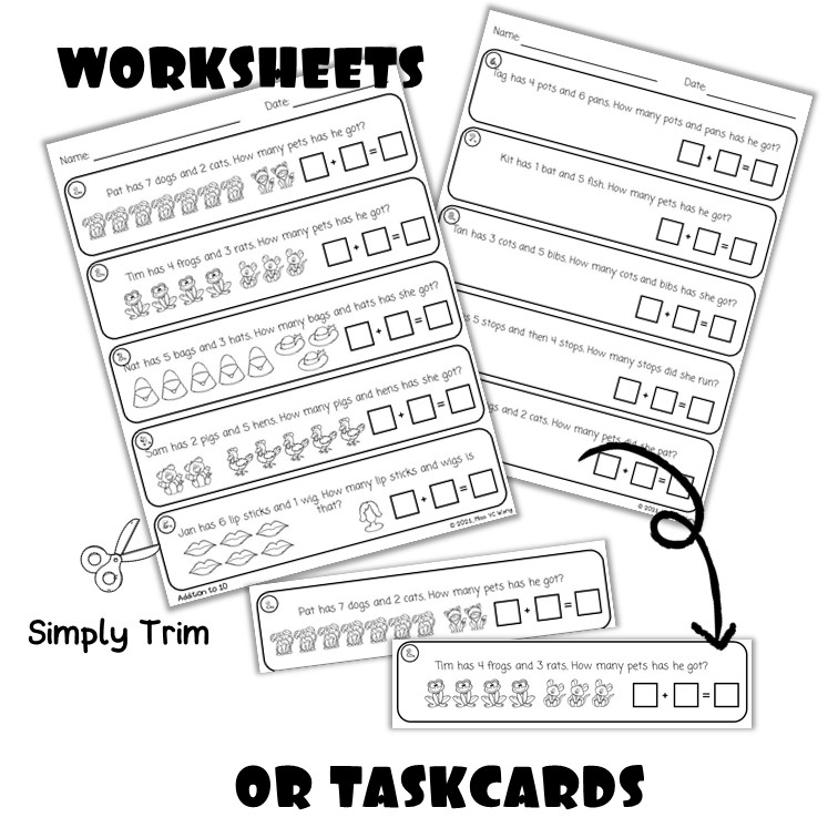 K, 1st and 2nd Grade One Step Addition and Subtraction Word Problems ...