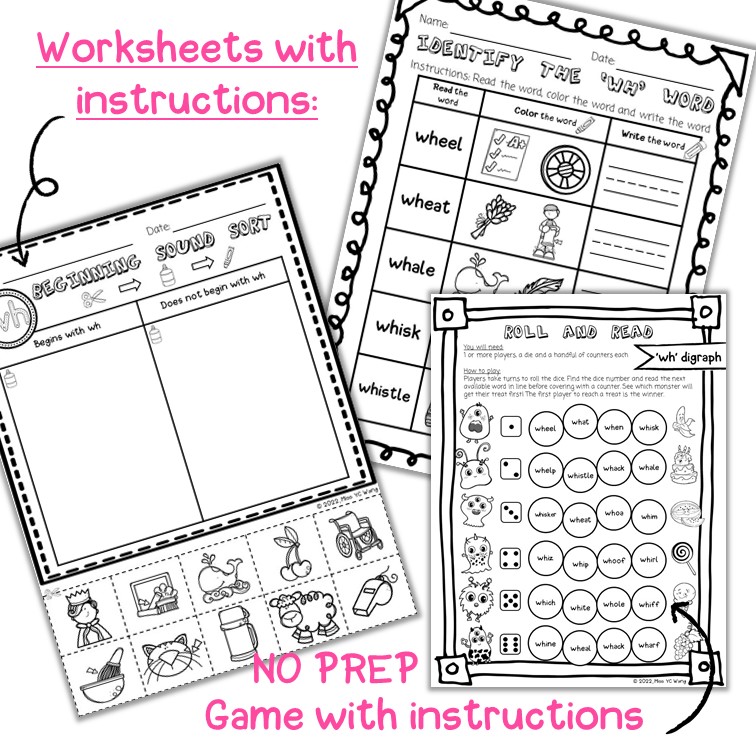 Consonant Digraph WH Worksheets, game and PPT Slides | Made By Teachers