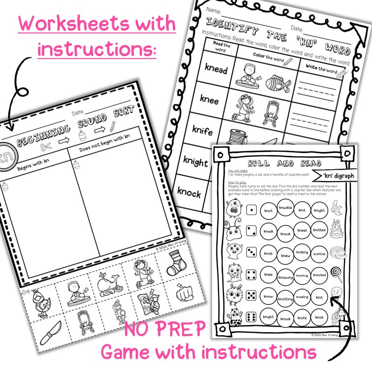 Consonant Digraph KN Worksheets, game and PPT Slides | Made By Teachers