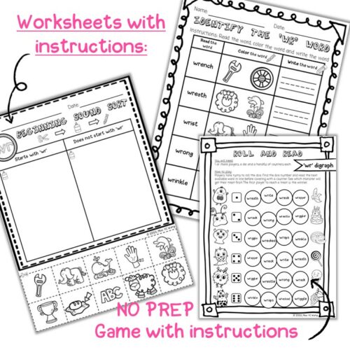 Consonant Digraph WR Worksheets, game and PPT Slides | Made By Teachers