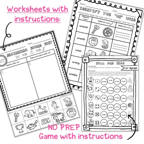 Consonant Digraph WR Worksheets, game and PPT Slides | Made By Teachers