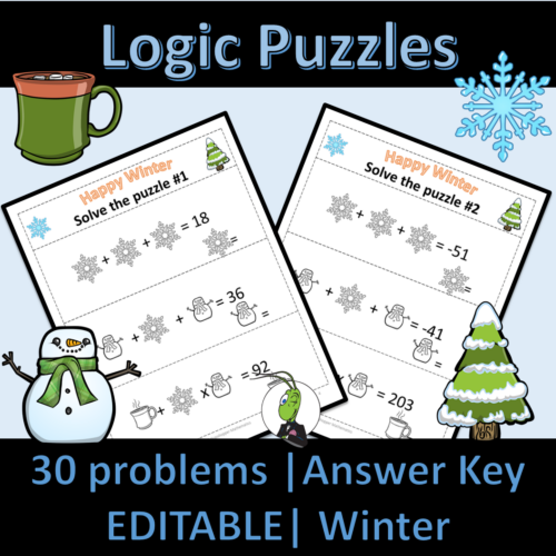 Winter Seasonal Logic Puzzles | Algebra 1 | Made By Teachers