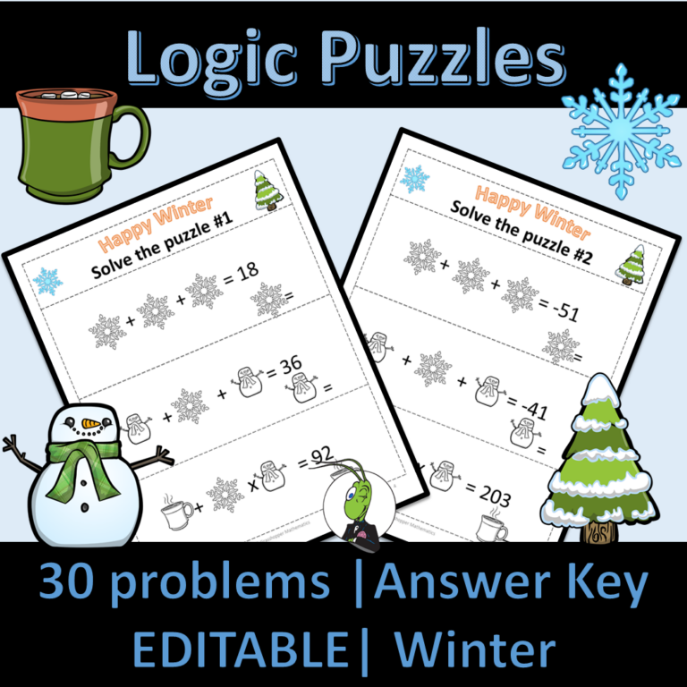 Winter Seasonal Logic Puzzles | Algebra 1 | Made By Teachers