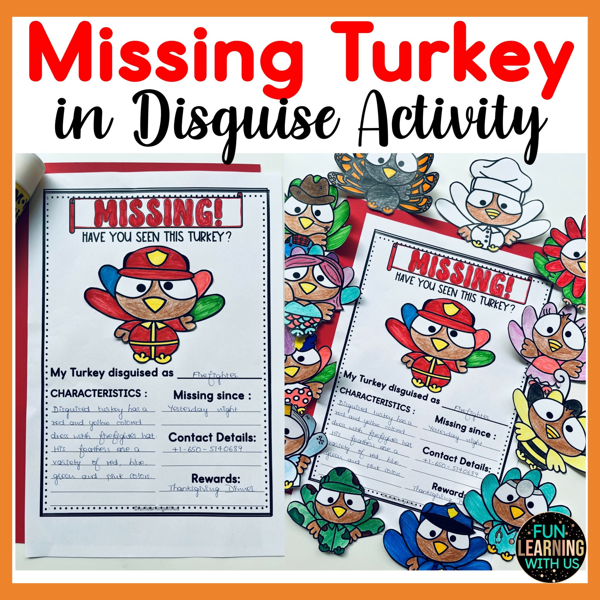 Turkey in Disguise Thanksgiving Bulletin Board & Turkey Trouble - Made ...