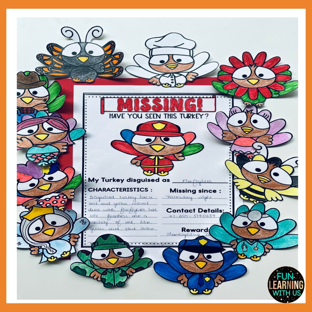 Turkey in Disguise Thanksgiving Bulletin Board & Turkey Trouble | Made ...