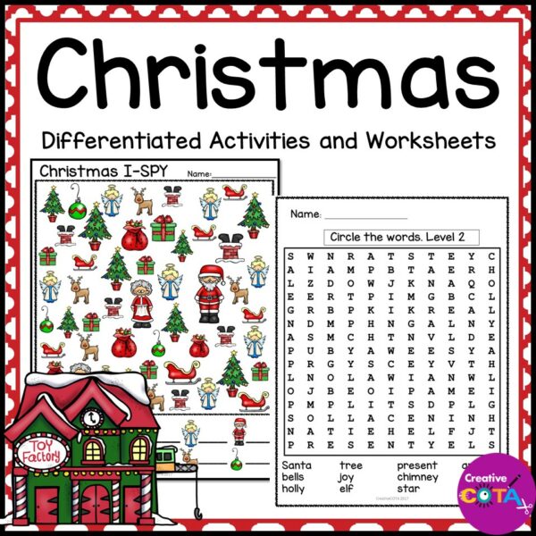 Christmas Literacy and Math Fine Motor and Visual Perception Activities ...