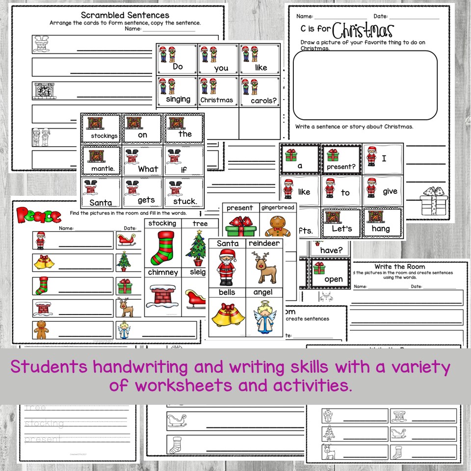 Christmas Literacy and Math Fine Motor and Visual Perception Activities ...
