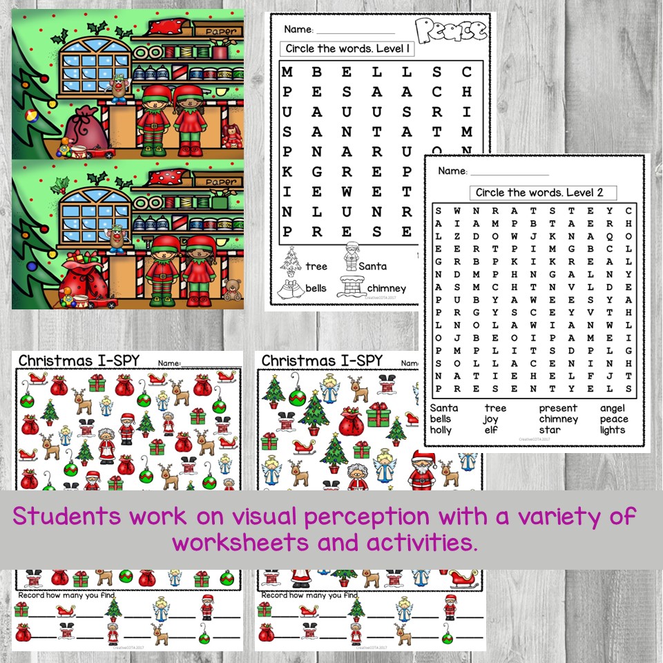 Christmas Literacy and Math Fine Motor and Visual Perception Activities ...
