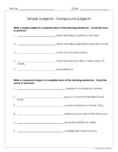Simple / Compound Sentences - Subjects and Predicates - Grades 4-5-6 ...