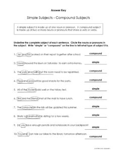 Simple / Compound Sentences - Subjects and Predicates - Grades 4-5-6 ...