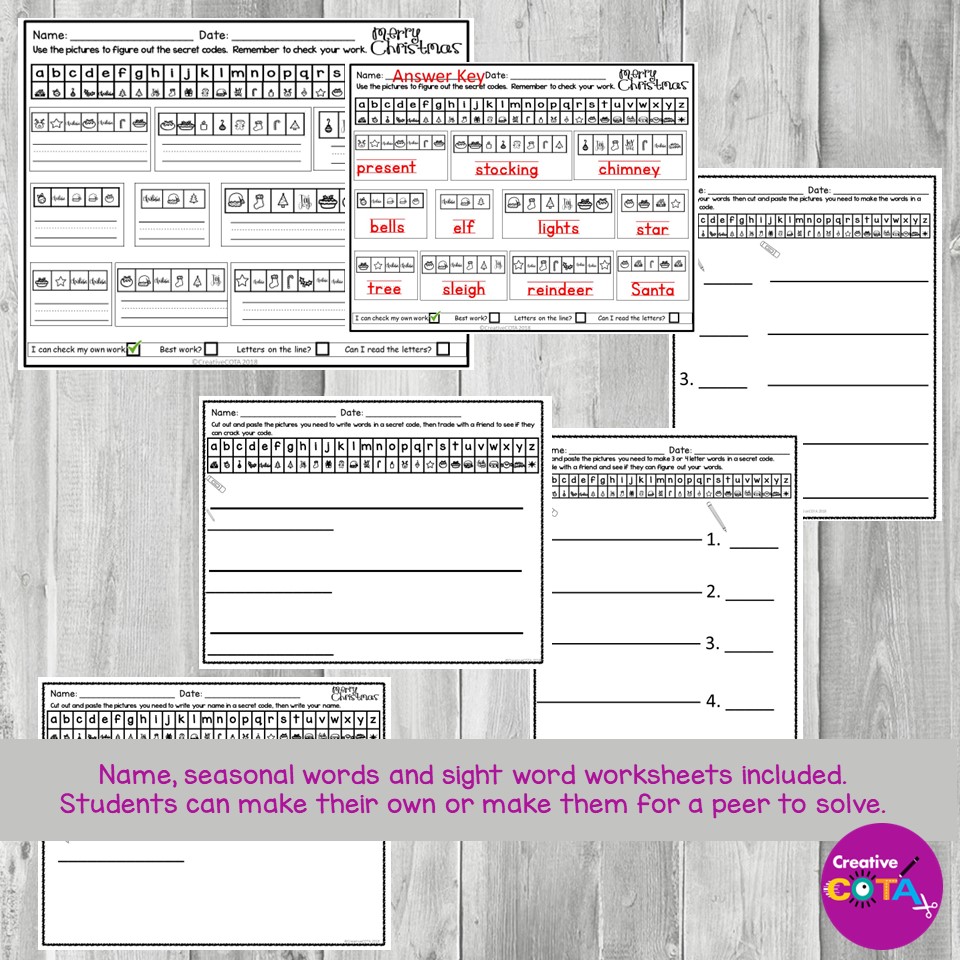 Christmas Handwriting Secret Code Activities and Worksheets | Made By ...