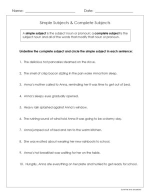 Simple / Complete Sentences - Subjects and Predicates Grades 4-5-6 ...