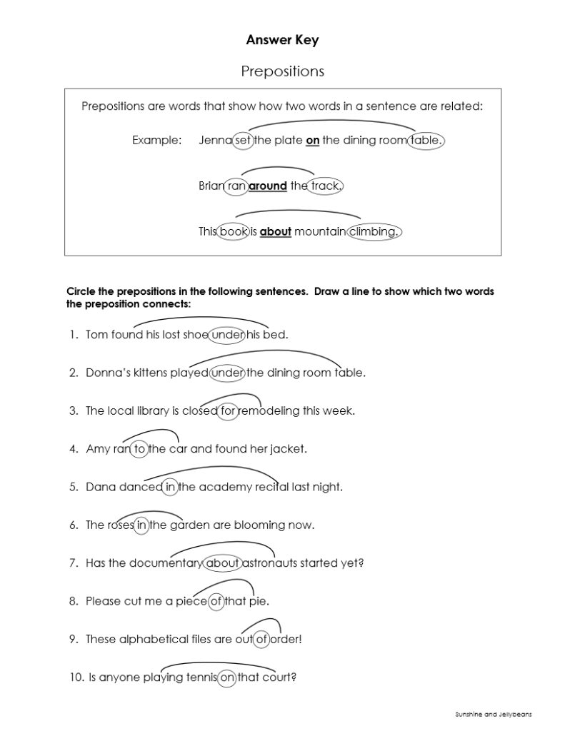 Prepositions / Prepositional Phrases - 6 worksheets - Grades 4-5-6 ...