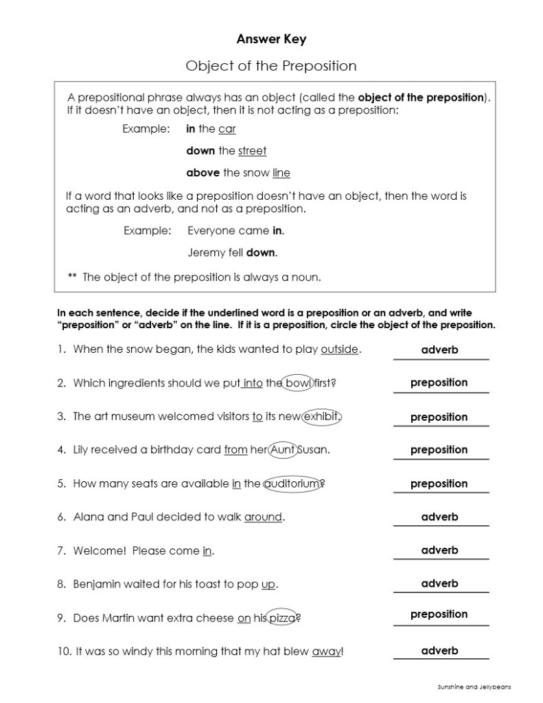 Prepositions / Prepositional Phrases - 6 worksheets - Grades 4-5-6 ...