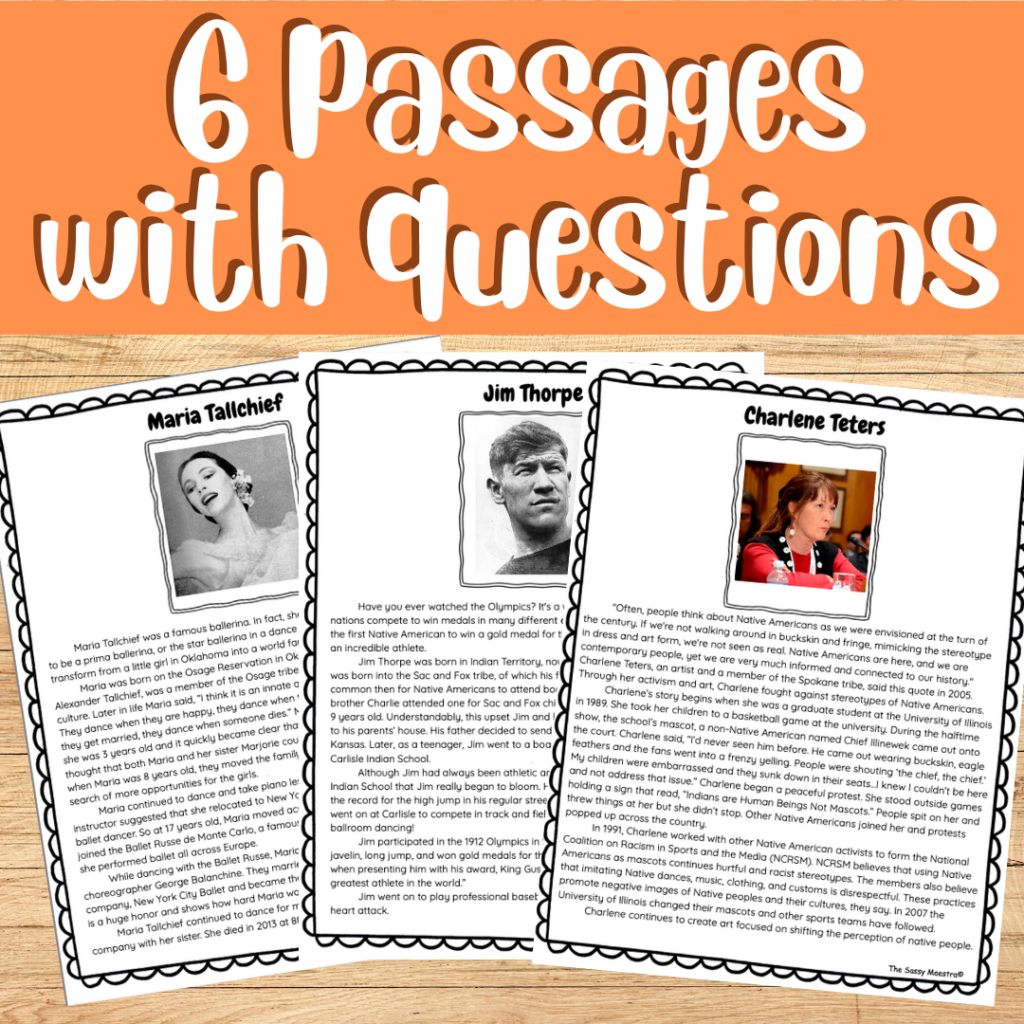 Native American Heritage Month Famous Figures Reading Passages | Made ...