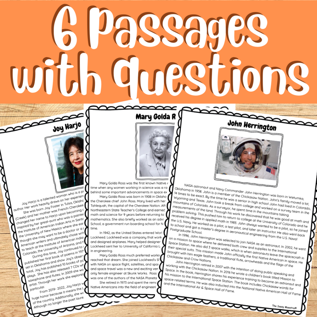 Native American Heritage Month Famous Figures Reading Passages - Made ...