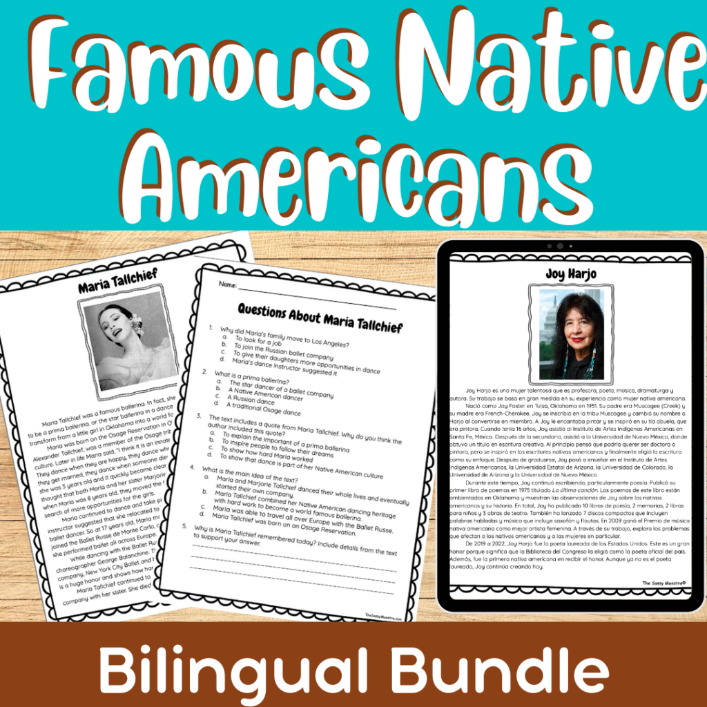 Native American Heritage Month Reading Passages Bilingual Bundle Spanish | Made By Teachers