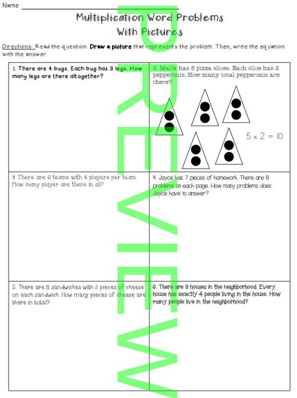 Multiplication Word Problems Worksheet with Whole Digit Numbers - Made ...