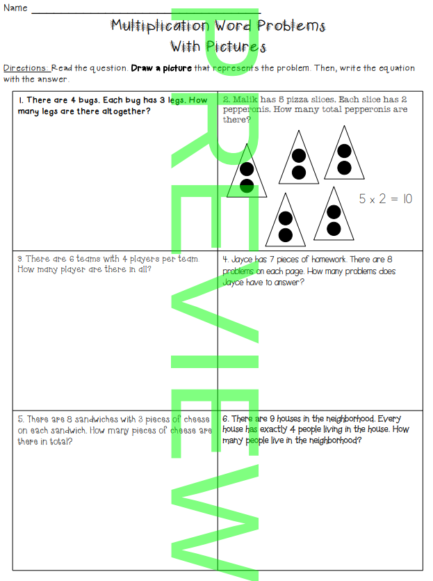 Multiplication Word Problems Worksheet with Whole Digit Numbers | Made ...