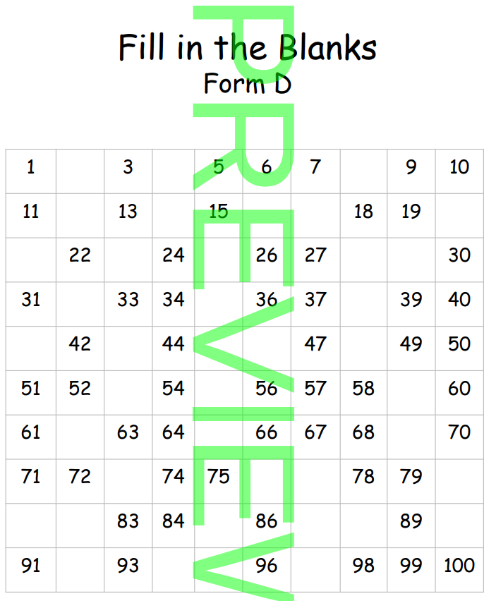 NO PREP Fill in the Blank Hundreds Chart (20 Days Worth!) | Made By ...