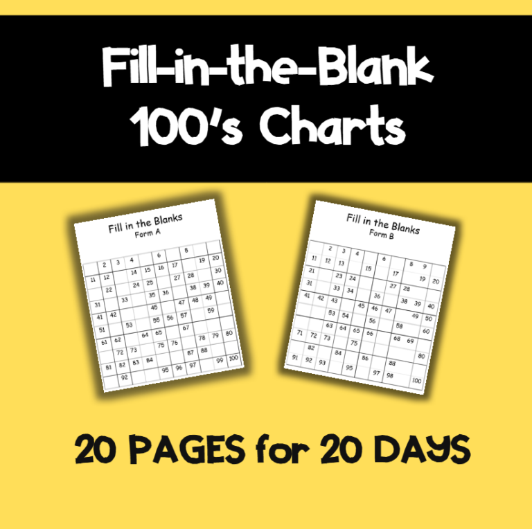 NO PREP Fill in the Blank Hundreds Chart (20 Days Worth!) | Made By ...