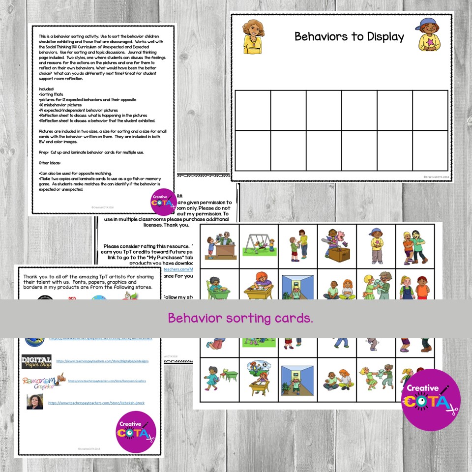 Social Emotional Learning Behavior Sort and Reflection sheet | Made By ...