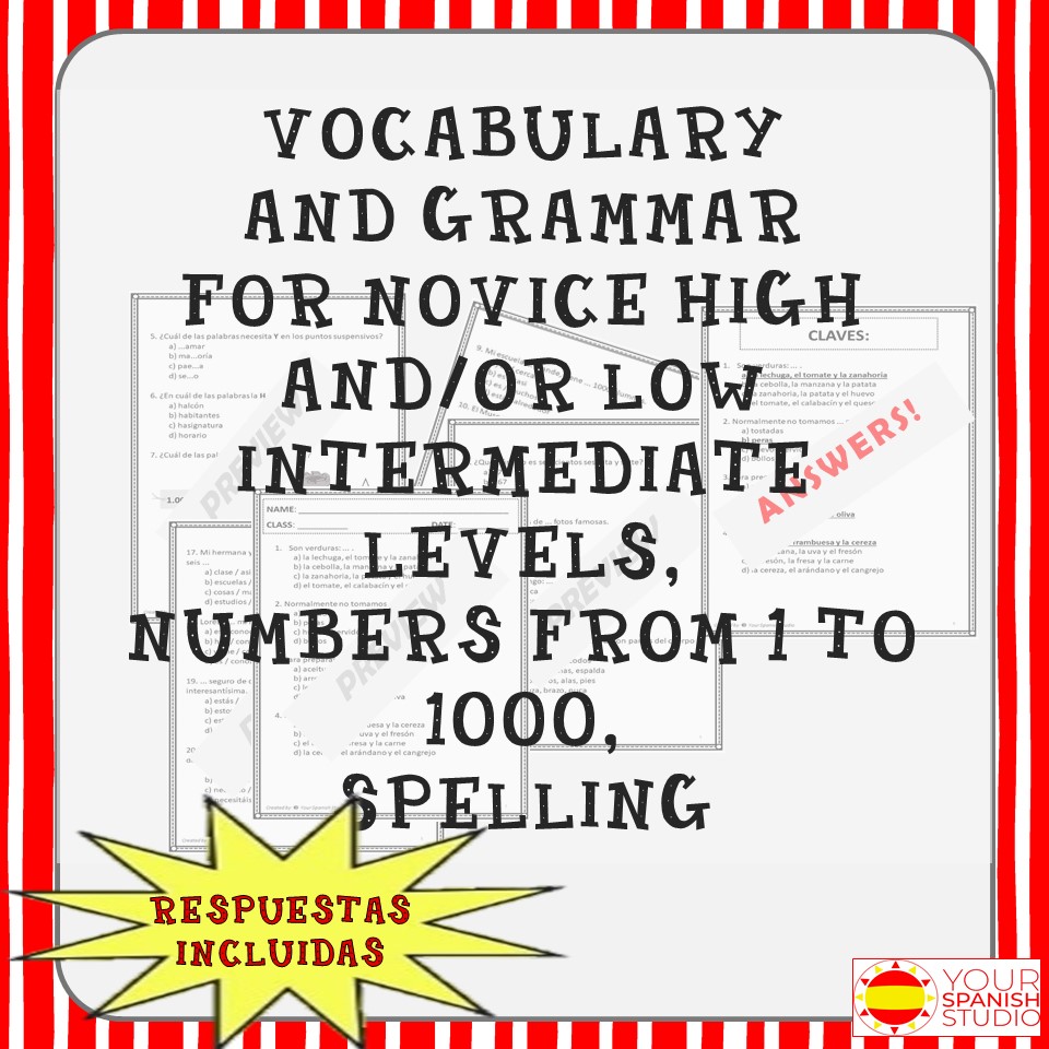 SPANISH QUIZZES END OF THE TERM OR YEAR NO PREP 5 TESTS PARA EXÁMENES ...