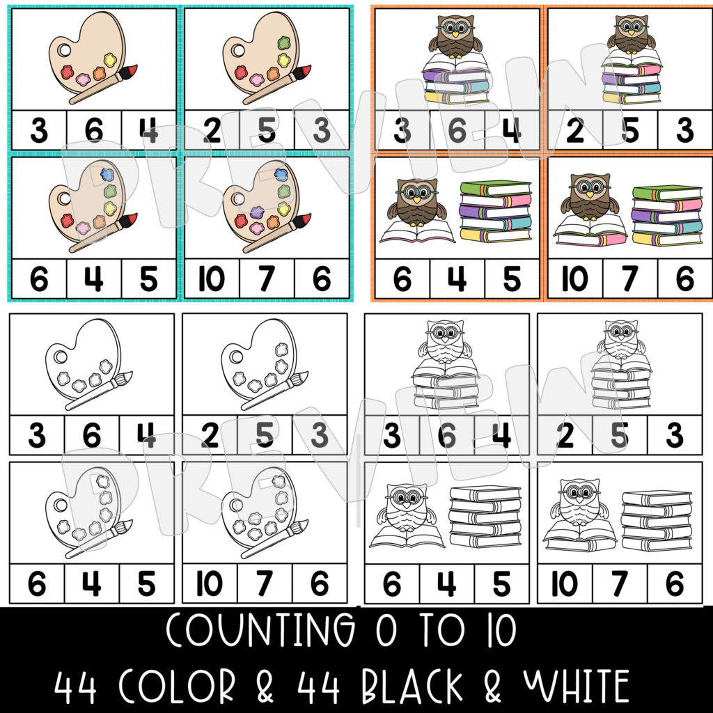 Counting to 10 Clip Cards Counting Task Cards Back to School Counting ...