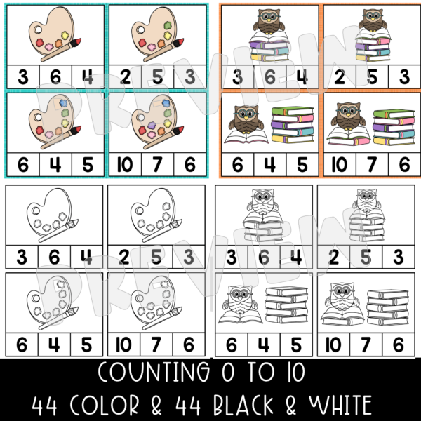 Counting to 10 Clip Cards Counting Task Cards Back to School Counting ...
