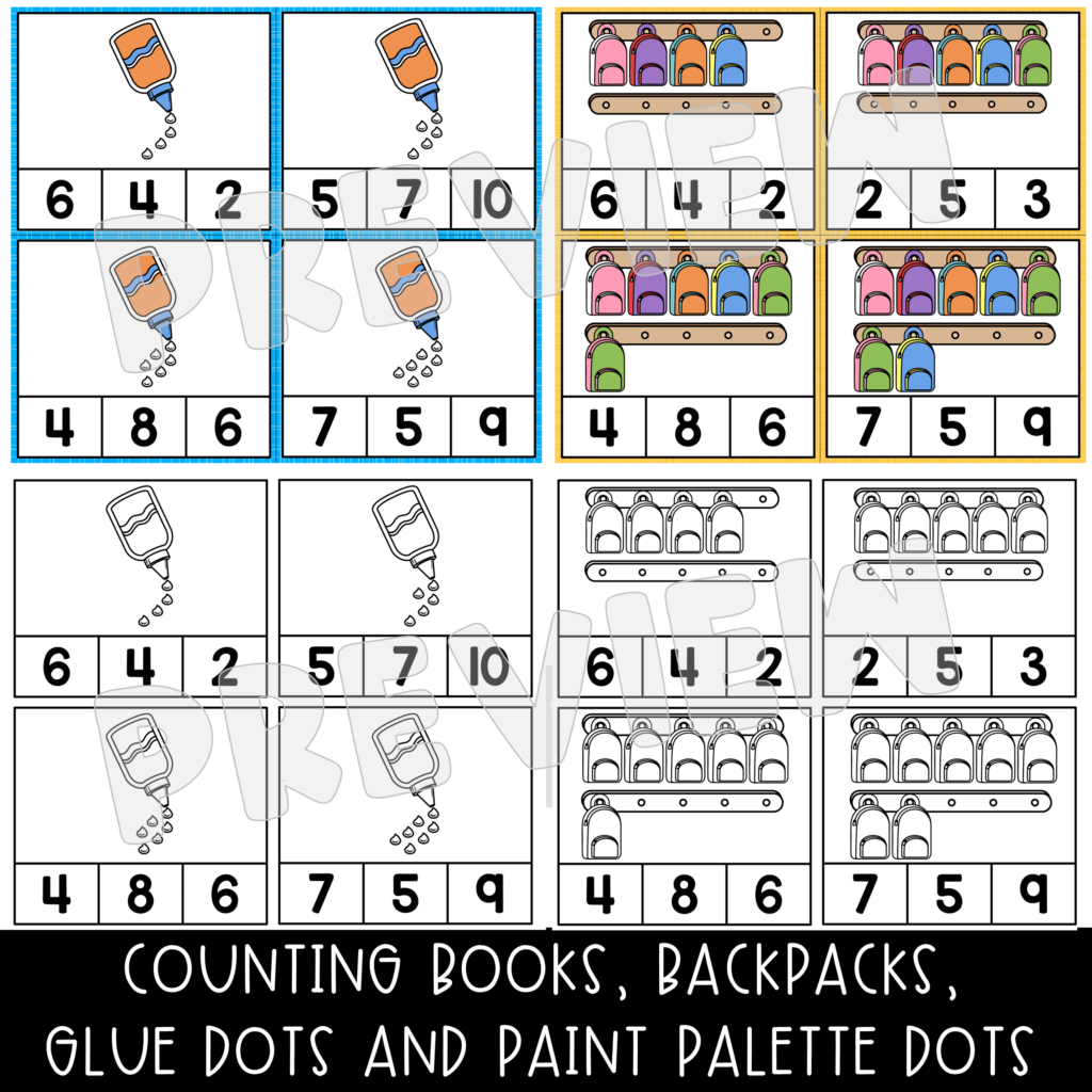 Counting to 10 Clip Cards Counting Task Cards Back to School Counting ...