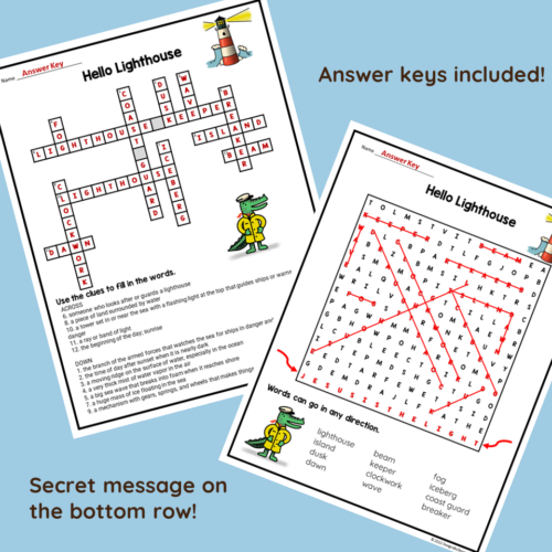 Hello Lighthouse! Dictionary Skills, Crossword, Wordsearch, Bookmarks ...