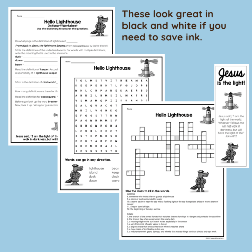 Hello Lighthouse! Dictionary Skills, Crossword, Wordsearch, Bookmarks ...