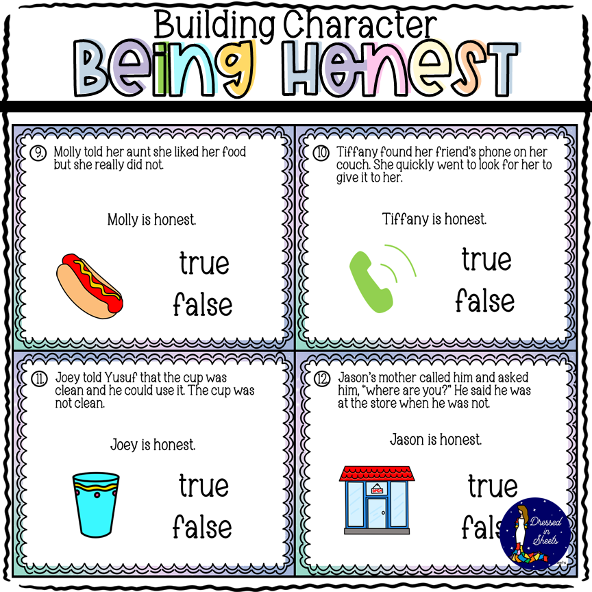 Building Character: Being Honest Task Cards | Made By Teachers