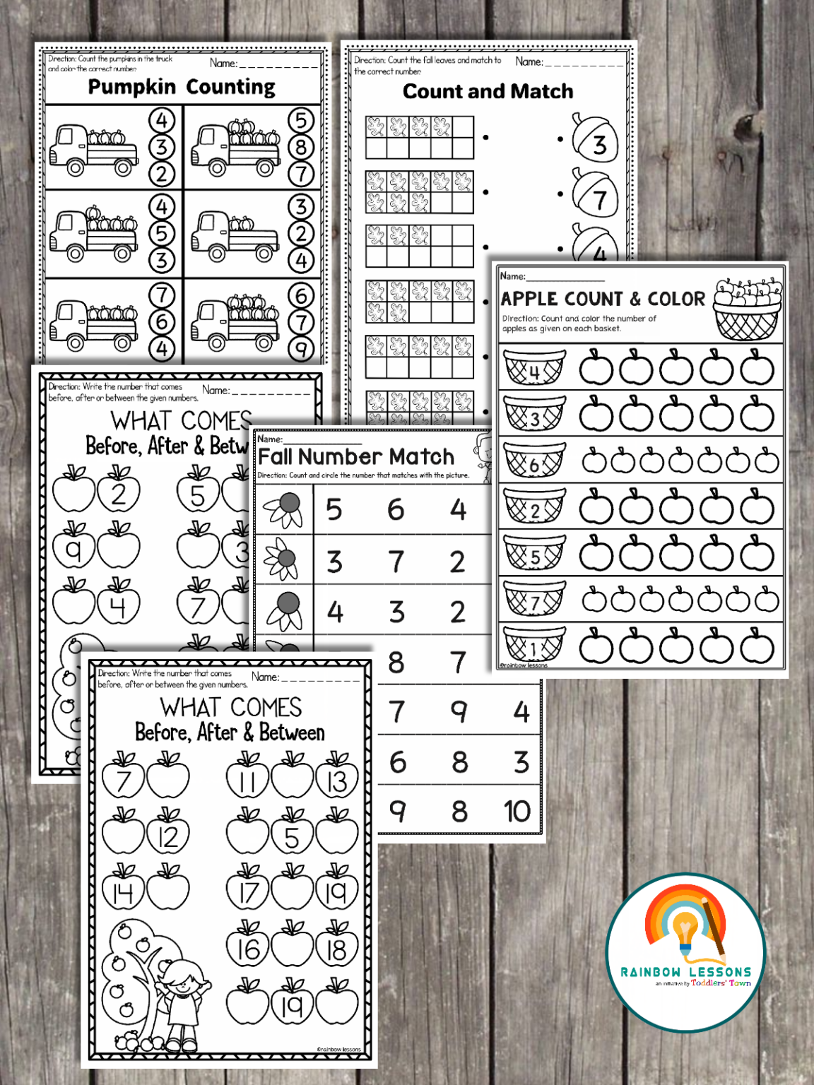Kindergarten Math Worksheets | Fall Math Worksheets | Kindergarten Math ...