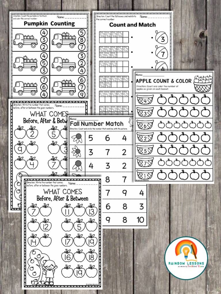 Kindergarten Math Worksheets | Fall Math Worksheets | Kindergarten Math ...