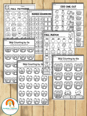 Kindergarten Math Worksheets | Fall Math Worksheets | Kindergarten Math ...