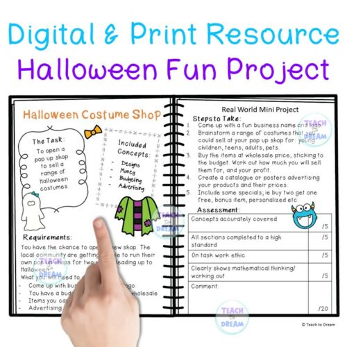 Halloween Math Project Activity Costume Shop | Money Budgeting ...