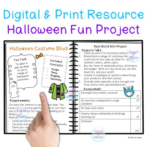 Halloween Math Project Activity Costume Shop | Money Budgeting ...