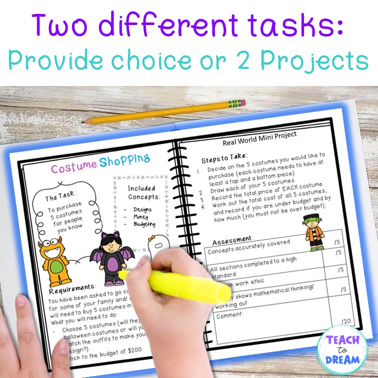 Halloween Math Project Activity Costume Shop | Money Budgeting ...