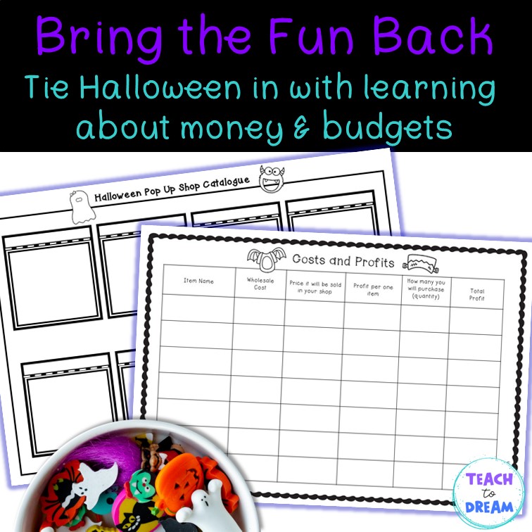 Halloween Math Project Activity Costume Shop | Money Budgeting ...