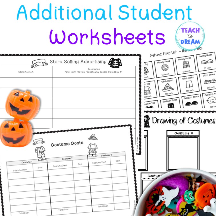 Halloween Math Project Activity Costume Shop | Money Budgeting ...