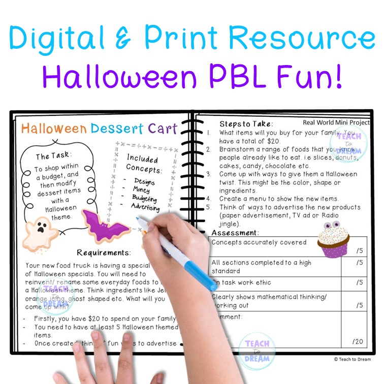 Halloween Math and English Arts PBL Activities Dessert Cart | Digital ...