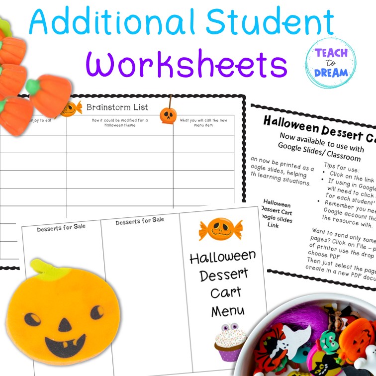 Halloween Math and English Arts PBL Activities Dessert Cart | Digital ...