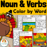Noun and Verbs Worksheets | Thanksgiving Color By Code | Thanksgiving ...