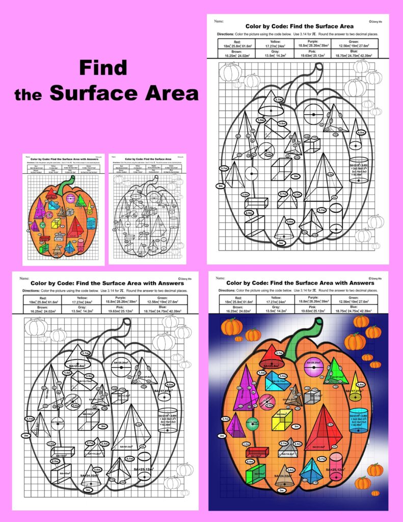 Halloween Color by Code: Surface Area and Volume Standard: Pumpkin ...
