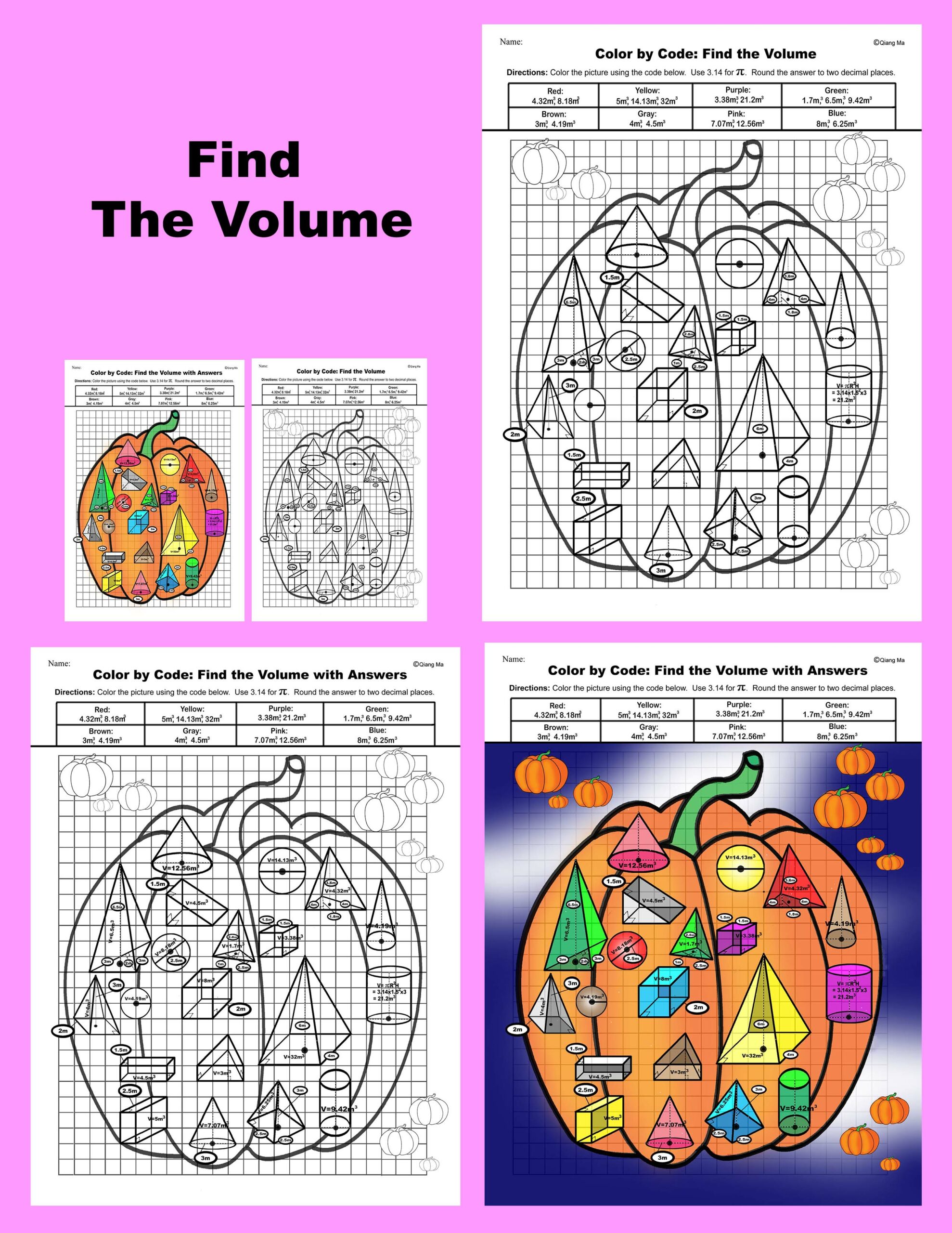 Halloween Color by Code: Surface Area and Volume Standard: Pumpkin ...