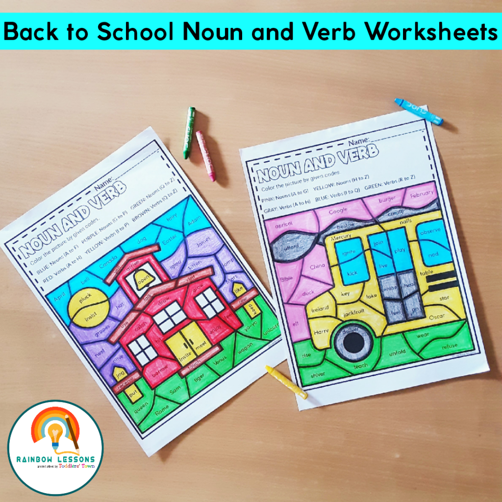 Back to School Color By Code | Back to School Coloring Page | Noun and ...