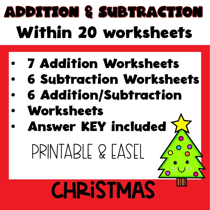 Christmas Addition and Subtraction within 20 Worksheets | Made By Teachers
